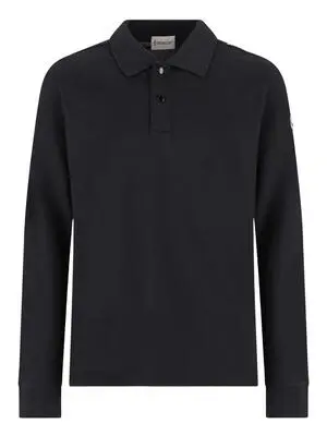 MONCLER Moncler Long Sleeve Logo Patch Polo Shirt