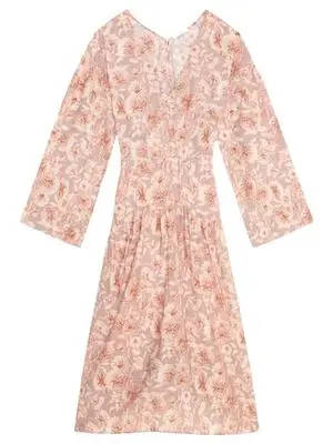 VINCE Vince Dahlia Floral-Printed Long Sleeve Midi Dress