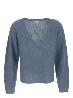 Vince Long-sleeved V-neck Wrap Pullover - Blue