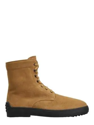 TOD'S Tod's Suede Lace-Up Ankle Boots With Shearling Lining Brown
