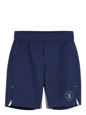 Brunello Cucinelli Nylon Bermuda Shorts With Logo - Blue