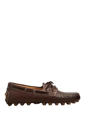 TOD'S Calfskin Boat Shoes With Rubber Inserts - Brown