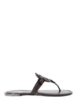 Tory Burch Tory Burch Miller Logo Patent Leather Flip Flops Black