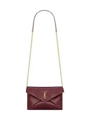 Saint Laurent Saint Laurent Cassandre Small Chain Pouch In Shiny Leather Red