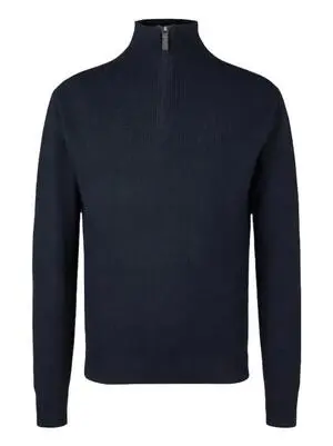 TOD'S Half-zip Ribbed Knit Sweater - Blue