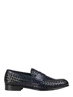 DOUCAL'S Round Toe Woven Slip-on Loafers - Blue