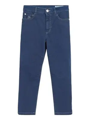 Brunello Cucinelli Dyed Comfort Lightweight Denim Trousers With Contrast Stitching - Blue