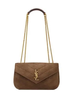 Saint Laurent Loulou Small Suede Matelass Bag - Brown