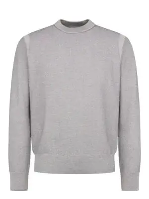 TOD'S Crew Neck Sweater With Leather Badge - Grey