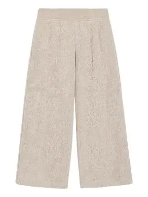 Brunello Cucinelli Lace Flowers Jersey Track Trousers In Sparkling Virgin Wool And Cashmere - Beige