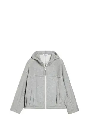Brunello Cucinelli Sparkling Cotton French Terry Hooded Sweatshirt With Monili - Silver
