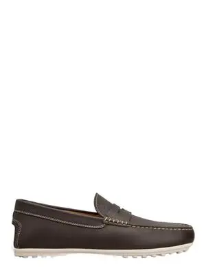 TOD'S Round Toe Slip-on Loafers - Brown