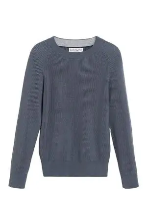 Brunello Cucinelli Cotton English-rib Sweater - Blue