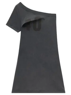 COURREGES Asymmetrical Number Print Mini Dress - Black