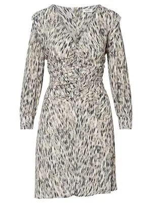 LIU JO Liu Jo Printed Crepe V-Neck Long Sleeve Dress