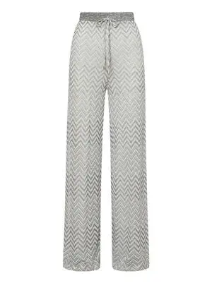 Liu Jo Liu Jo Metallic Herringbone Drawstring Trousers Grey