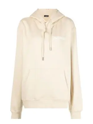 Jacquemus Le Sweatshirt Embroidered Logo Hoodie White