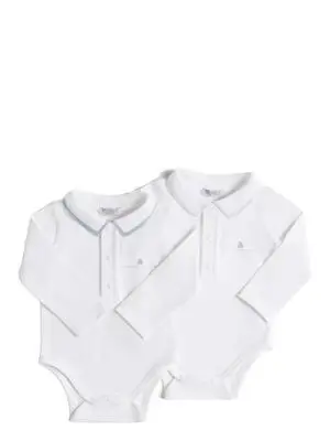 Brunello Cucinelli Stretch Cotton Jersey Long Sleeve Baby Bernie Bodysuit - White
