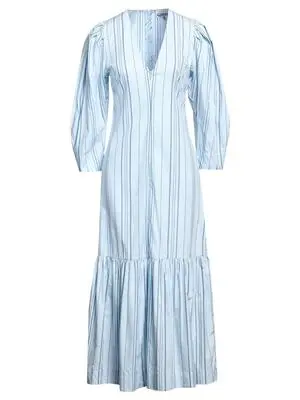 GANNI Striped Long Sleeve Maxi Dress - Blue