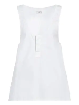 Saint Laurent Crew Neck Sleeveless Vest - White