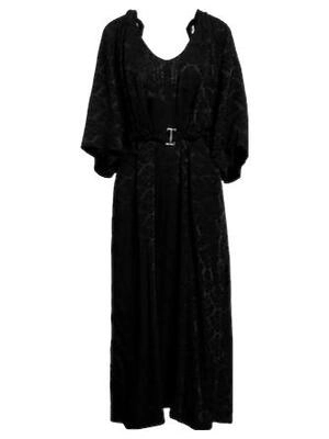 GANNI Long Dress With V-neck And 3/4 Sleeves - Black