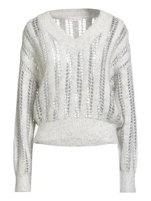 Brunello Cucinelli Open-knit Sequined V-neck Jumper - No