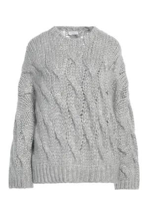 Brunello Cucinelli Cable-knit Metallic Sweater - Gray