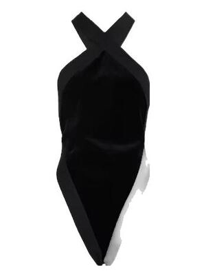 Saint Laurent Velvet Halter Sleeveless Jumpsuit - Black