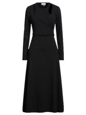 GANNI Midi Dress With Crewneck And Long Sleeves - Black