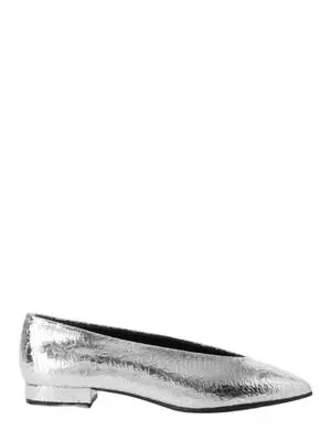 Loro Piana Loro Piana Rebecca Crack-Texture Ballet Flats Silver