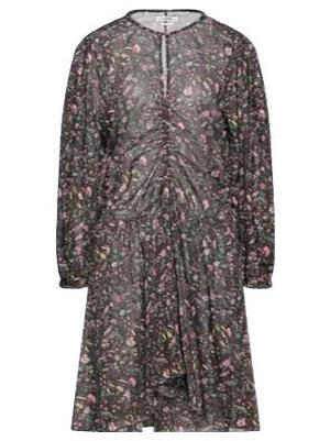 Isabel Marant Étoile Midi Dress With Floral Print And Puffed Sleeves - Black
