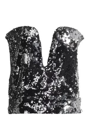ISABEL MARANT ÉTOILE Isabel Marant Sequined Plunge Neck Sleeveless Top