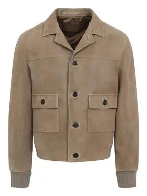 Prada Long Sleeve Button-up Jacket With Lapel Collar - Brown