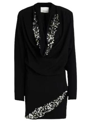 Isabel Marant Étoile Sequined Draped Neckline Long Sleeve Dress - Black