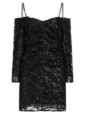 GANNI Long Sleeve Suspenders Dress - Black