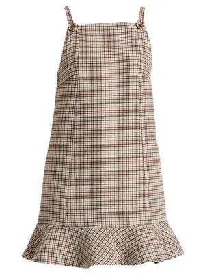GANNI Ganni Houndstooth Check Pinafore Dress
