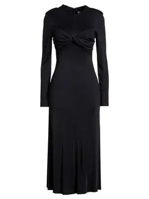 Farm Rio Long Sleeve Twisted Front Midi Dress - Black