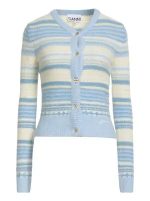 GANNI Ganni Striped Cardigan Blue