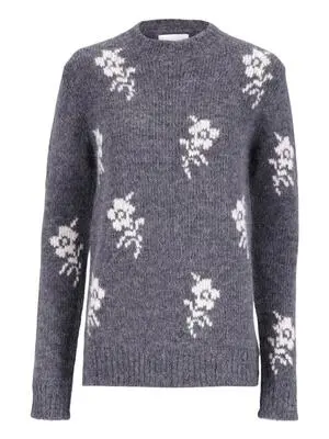 JIL SANDER Jil Sander Floral Pattern Crew Neck Sweater Gray