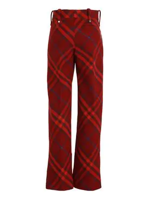 Burberry Plaid High-waist Straight-leg Trousers - Red