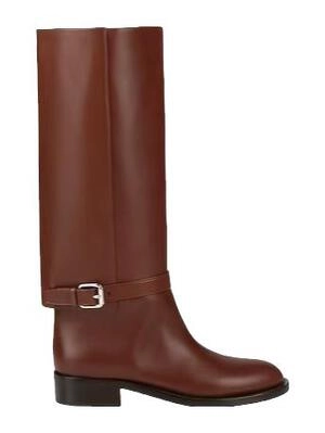 Burberry Knee High Boots With Buckle Detail - Red