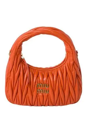 Miu Miu Wander Matelassé Nappa Leather Hobo Bag - Red