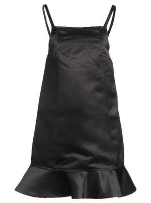 GANNI Satin Square Neck Sleeveless Mini Dress - Black