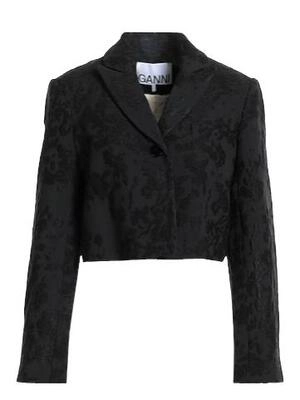 GANNI Single-breasted Cropped Blazer - Black