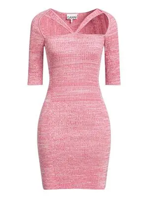 GANNI Crewneck Bodycon Dress - Pink