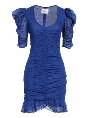Isabel Marant Étoile Gathered V-neck Short Sleeve Dress - Blue