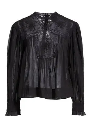 FARM RIO Farm Rio Long-Sleeved Top With Floral Pattern And Lace Details