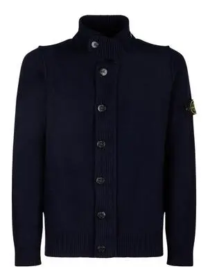 Stone Island Stone Island Logo Knitted Cardigan Blue