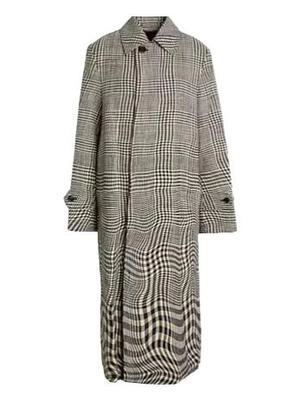 Burberry Single-breasted Checked Jacquard Coat - Gray