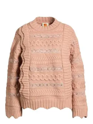 Farm Rio Knitted Lace Heavy-weight Knit Pullover - Nude